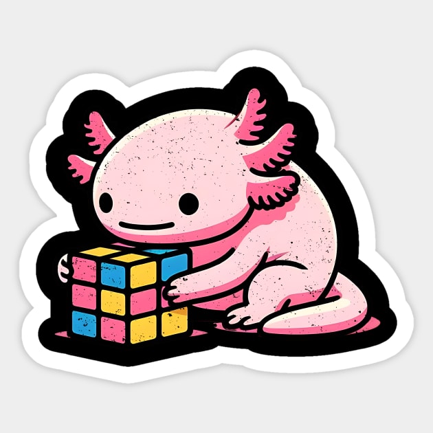 Axolotl Rubiks Cube Axolotl Funny Sticker Teepublic